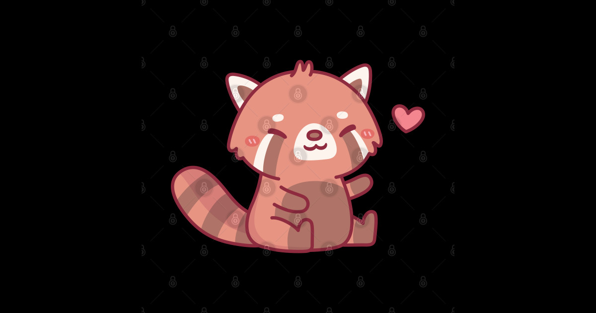 Cute Happy Red Panda Doodle - Cute Red Panda - Sticker | TeePublic
