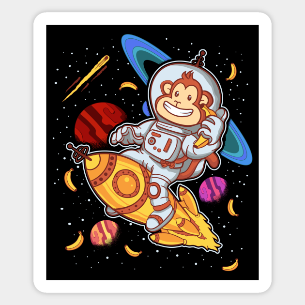 Monkey Astronaut Rocket Ride Space - Monkey - Sticker | TeePublic