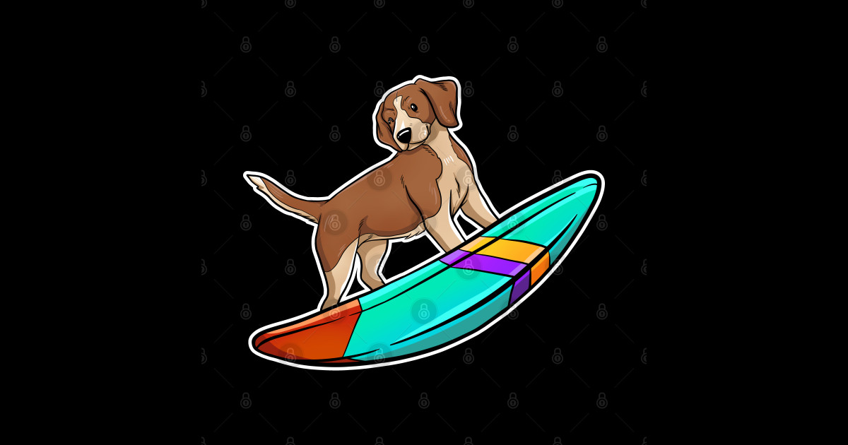 Surfing Beagle Dog - Beagle Dog Lover - Sticker | TeePublic