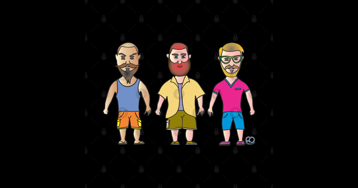 3 Buddies - Cartoon Caricatura Bigote Mustache - Sticker | TeePublic