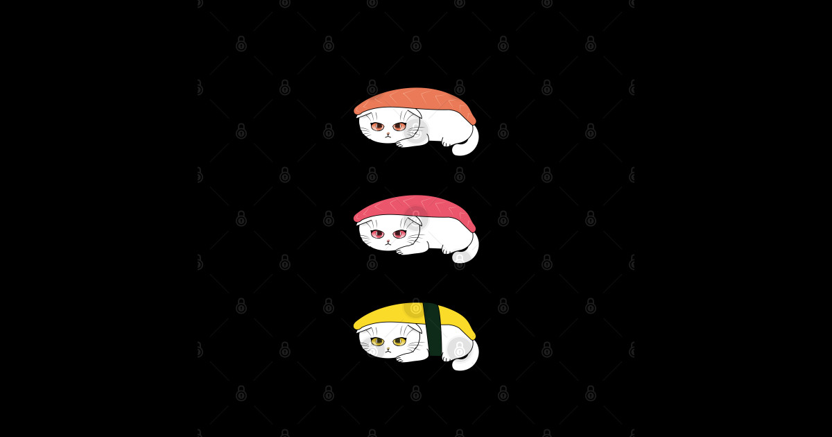 Meow-giri Nigiri Sushi Cats - Sushi - Sticker | TeePublic
