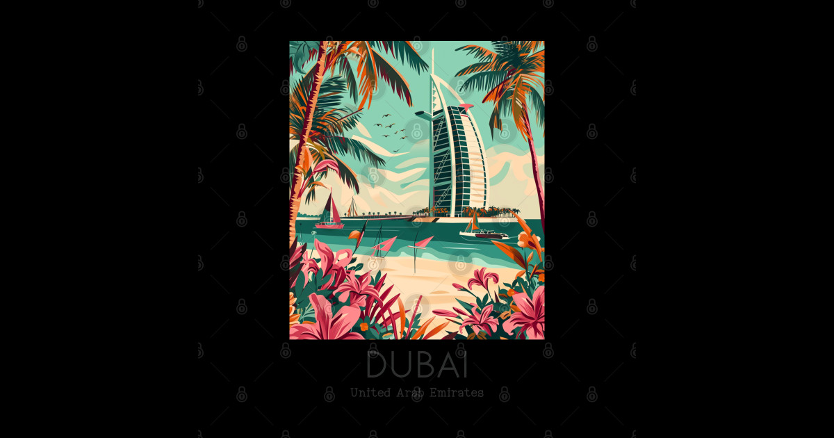 A Vintage Travel Illustration of Dubai - United Arab Emirates - Dubai ...