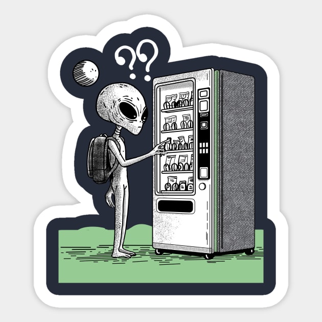 Alien and the Vending machine - Alien Ufo - Sticker | TeePublic