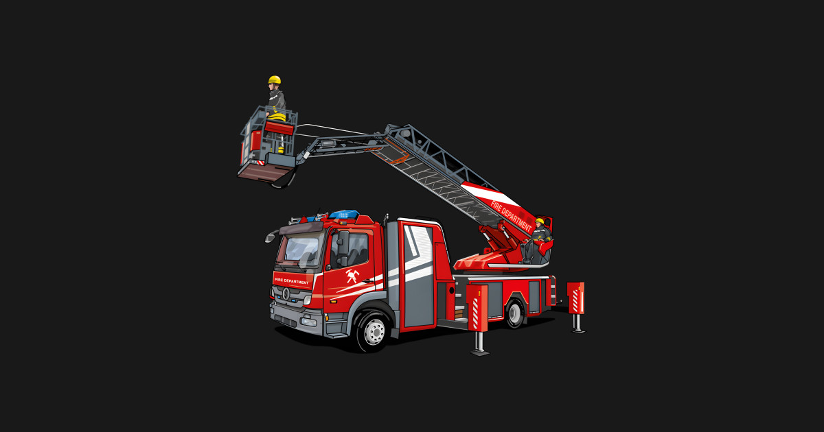 Fire engine with turntable ladder - Red - T-Shirt | TeePublic