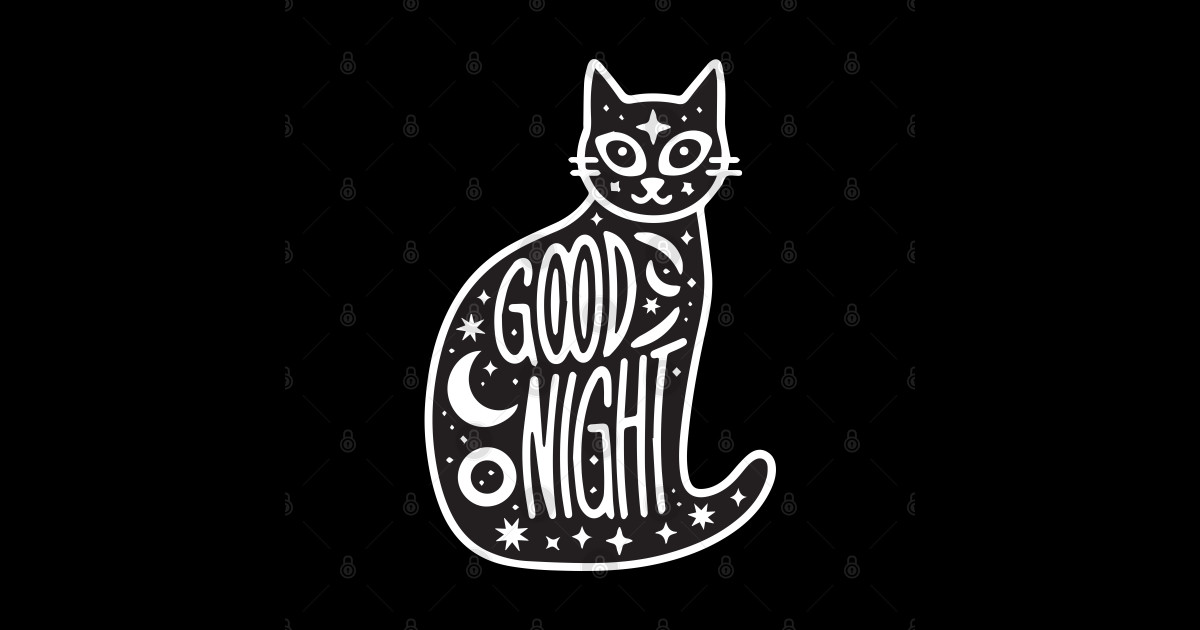 COSMIC GOOD NIGHT CAT - Cat Lover - Sticker | TeePublic