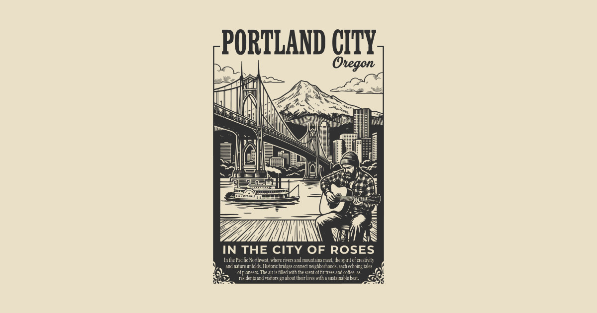 Portland City Oregon In The City of Roses - Portland City - T-Shirt ...