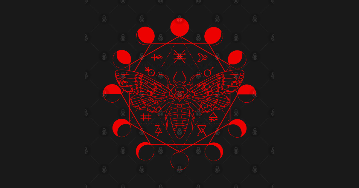 Death's Head Moth, Blood Moon, Alchemical Symbols - Blood Moon - T ...