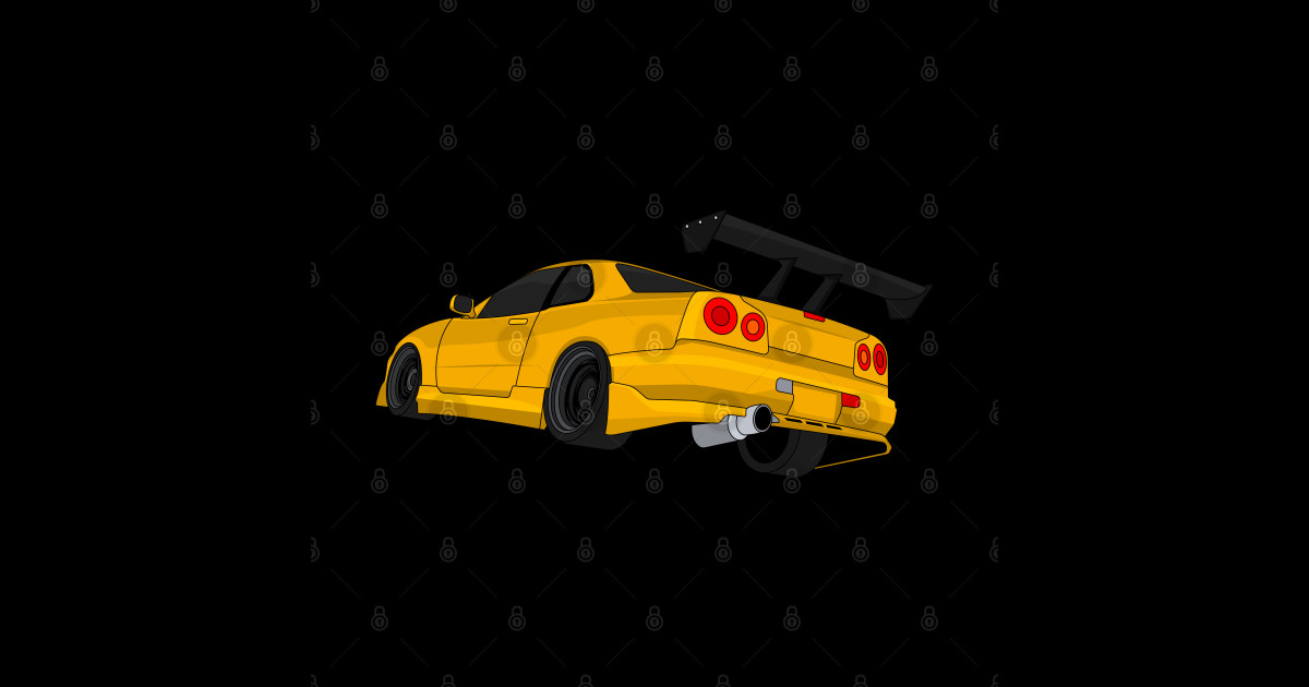 SKYLINE GTR R34 GOLD - Nissan Skyline Gtr R34 - Sticker | TeePublic