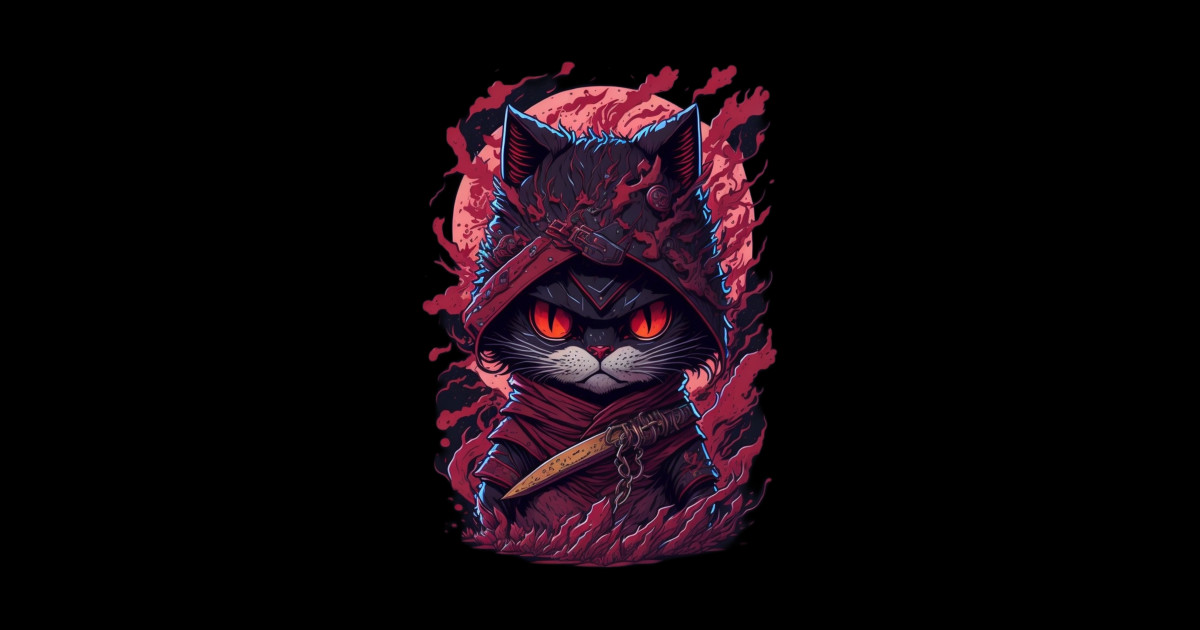 evil ninja cat face - Cat - Sticker | TeePublic