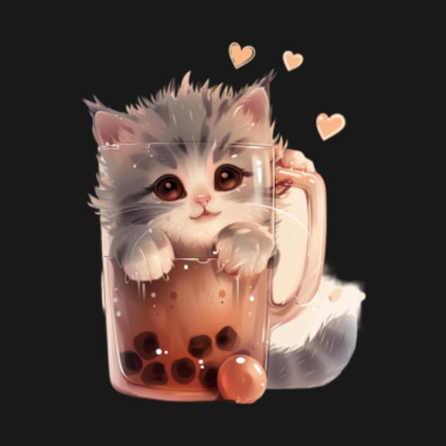 Whisker Wonders Goat's Cat Boba Tea Delight - Boba Tea - T-Shirt ...