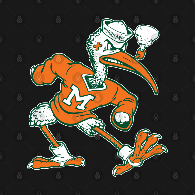 Vintage Sebastian Mascot of Univ. of Miami Mascot - Hurricanes - Hoodie ...