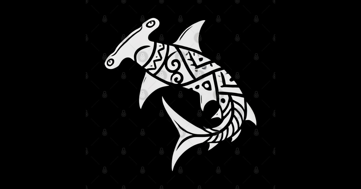 Polynesian Hammerhead Shark – Bold Negative Space Design - Hammerhead ...