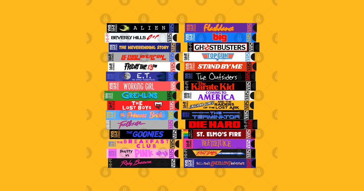 Retro 80s Movies VHS Stacks - 80s Movies - Kids T-Shirt | TeePublic