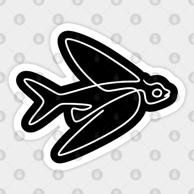 Flying Fish Line Drawing - Flying Fish - Sticker | TeePublic