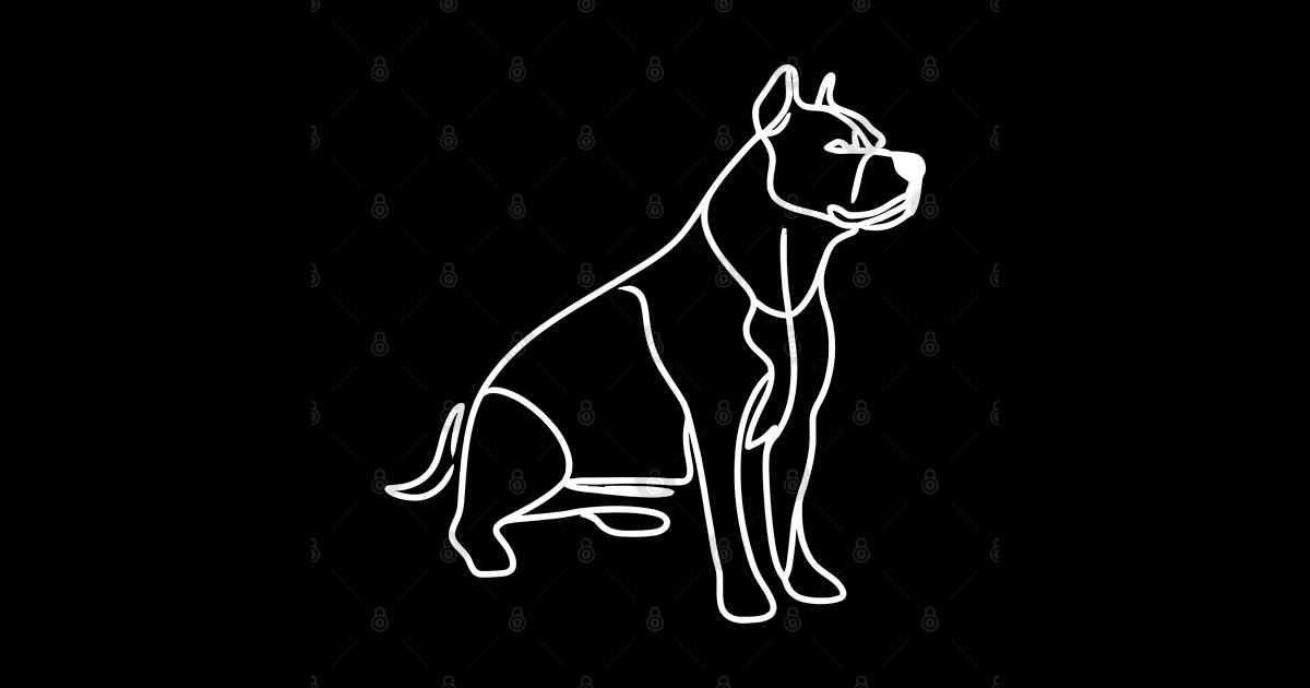 American Bully Line Drawing - American Bully Dog - Posters and Art ...