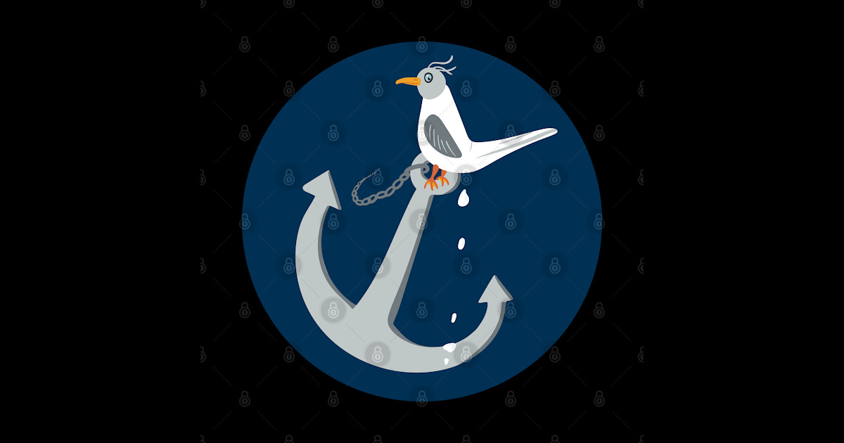 Funny seagull taking a poop on anchor - Seagull - Sticker | TeePublic