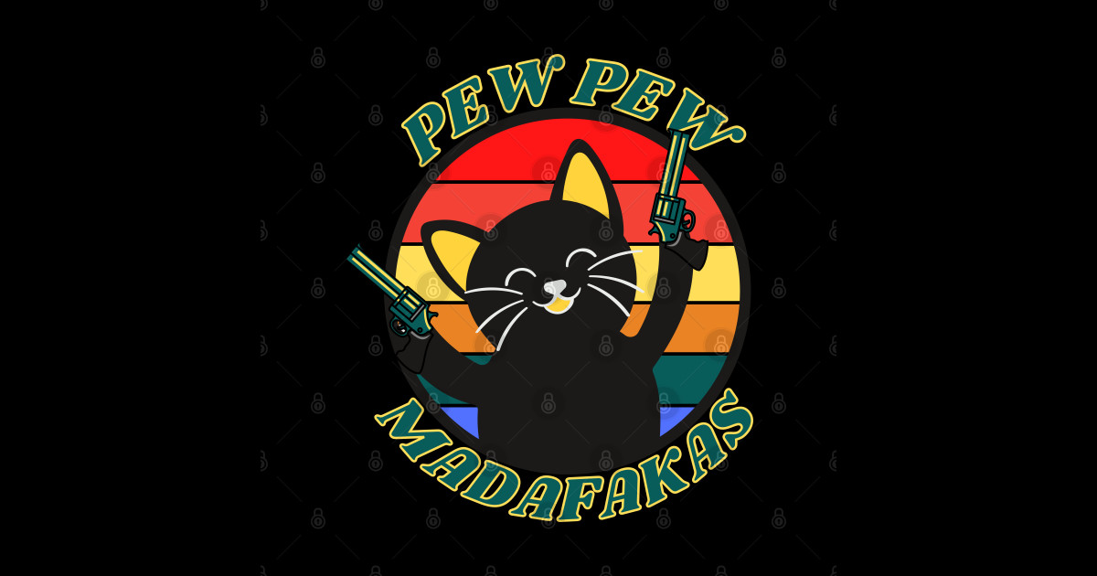 Funny Cat With Guns - Cat - Sticker | TeePublic