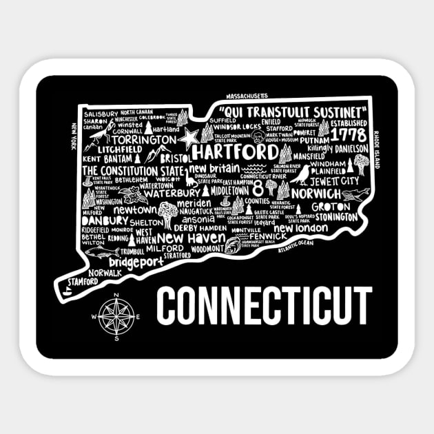 Connecticut Map - Connecticut - Sticker | TeePublic