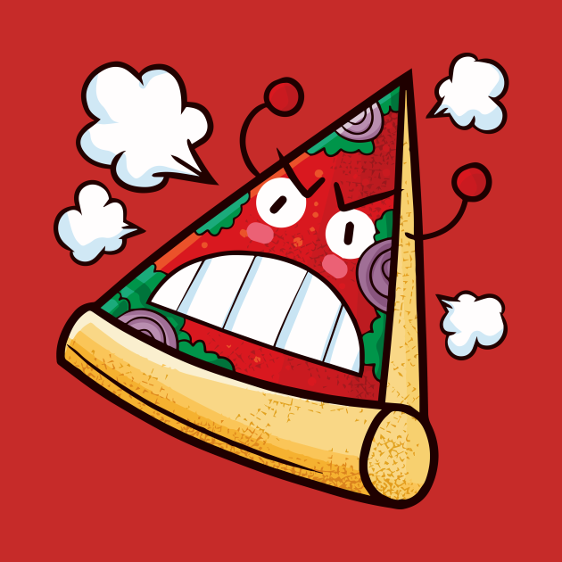 Red Angry Pizza - Pizza Slice - T-Shirt | TeePublic