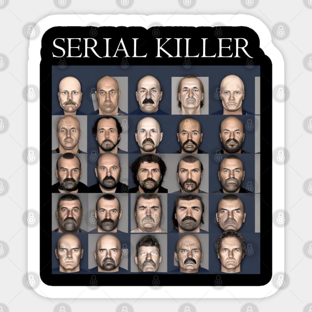 Serial killer mugshots design - Horror - Sticker | TeePublic