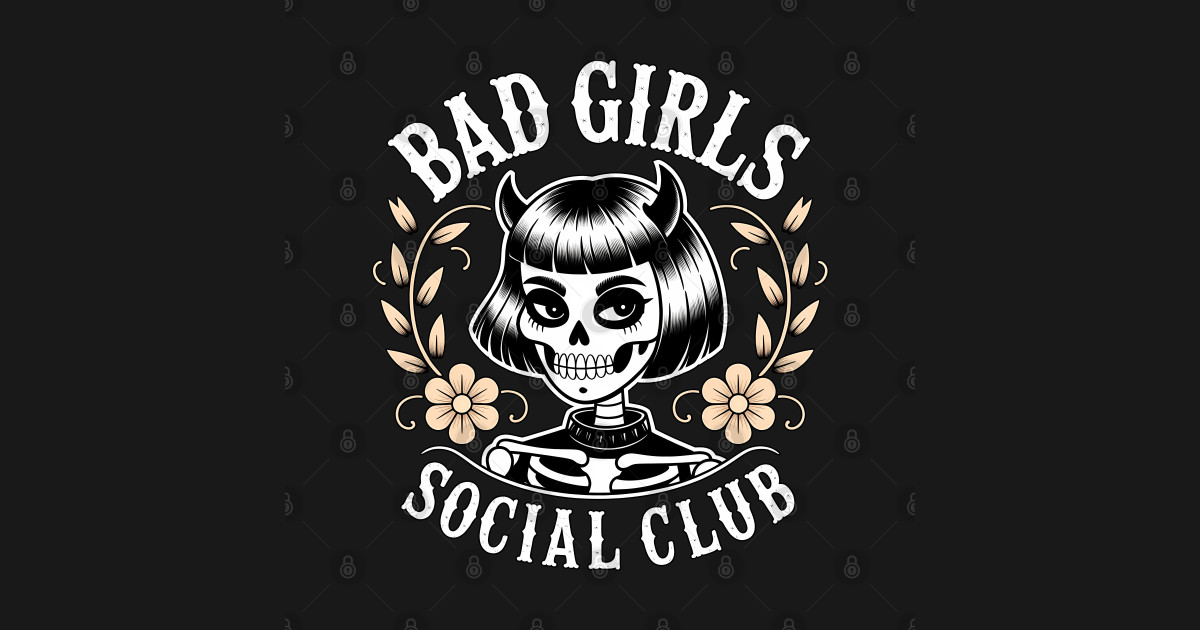 Bad Girls Social Club – Gothic Skeleton Girl with Devil Horns - Bad ...