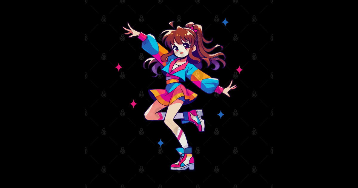 Cute anime girl dancing - Animegirl - Sticker | TeePublic