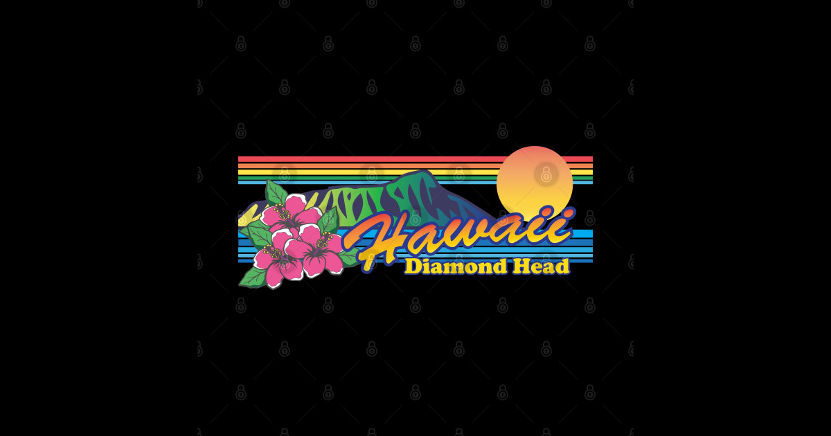 Hawaii Diamond Head - Rainbows - Sticker | TeePublic