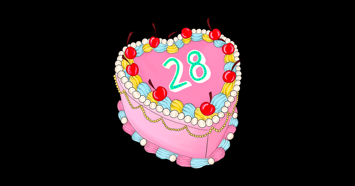 28th Birthday cake - 28th Birthday - Sticker | TeePublic