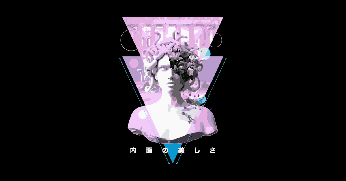 Vaporwave Medusa Statue Aesthetic Japanese Otaku - Medusa Statue ...