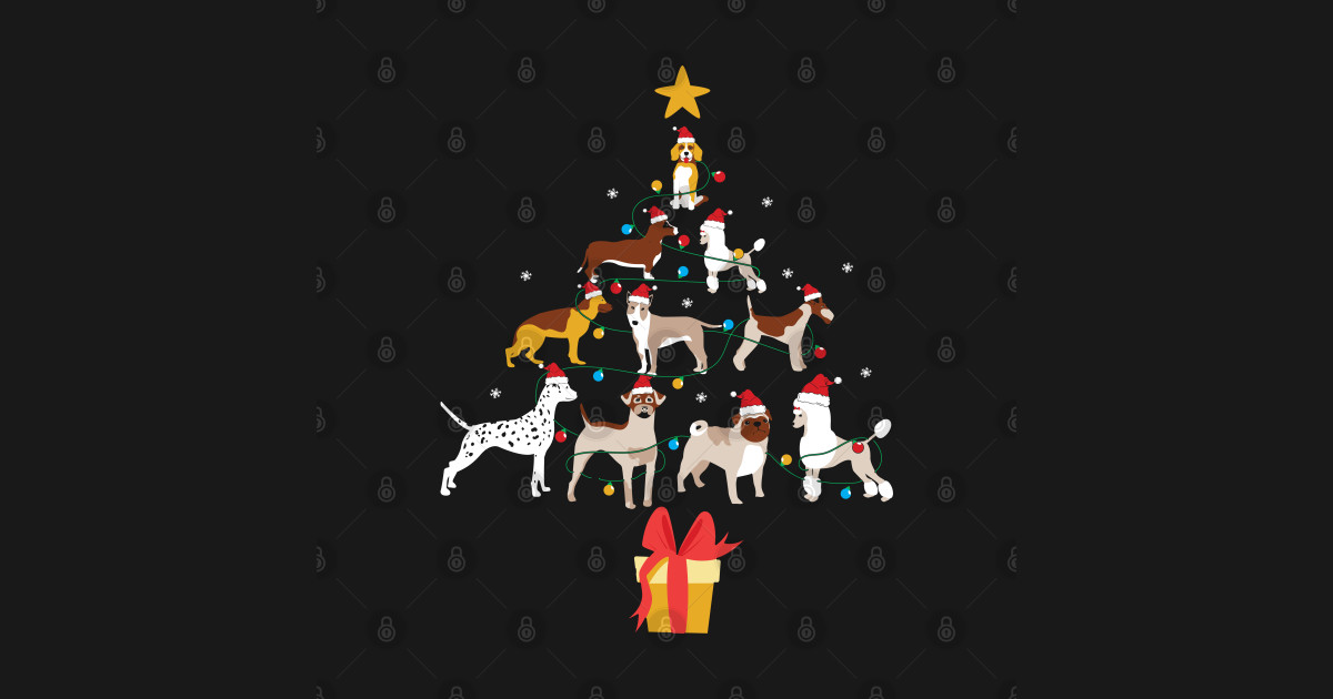 Merry Dogmas Dog Christmas Tree Christmas Tree Made of Dogs Dog Lover ...