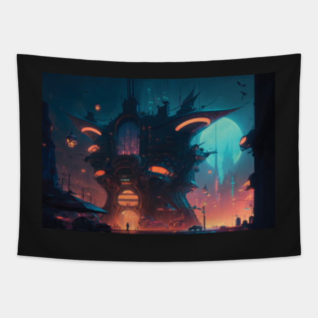 Cyberpunk city at night - Cyberpunk - Tapestry | TeePublic