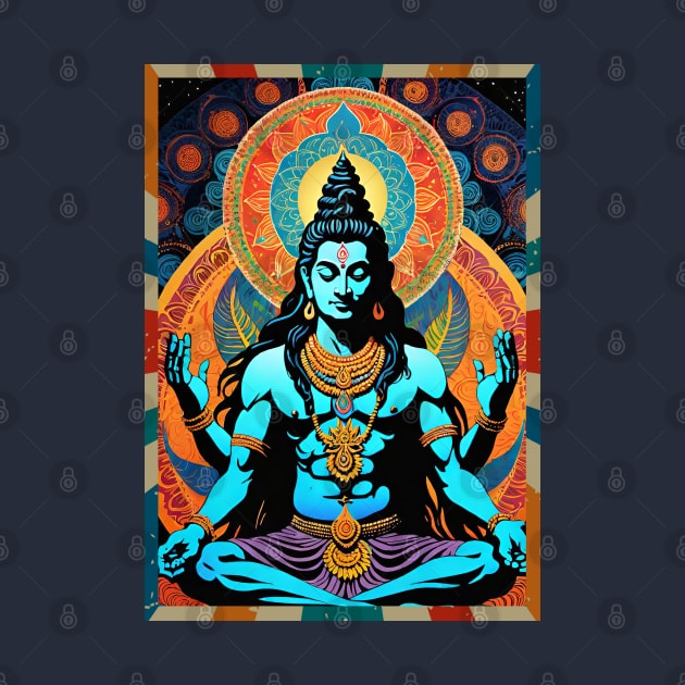 Vintage Retro Psychedelic Mandala Lord Shiva Art Design - Psychedelic ...