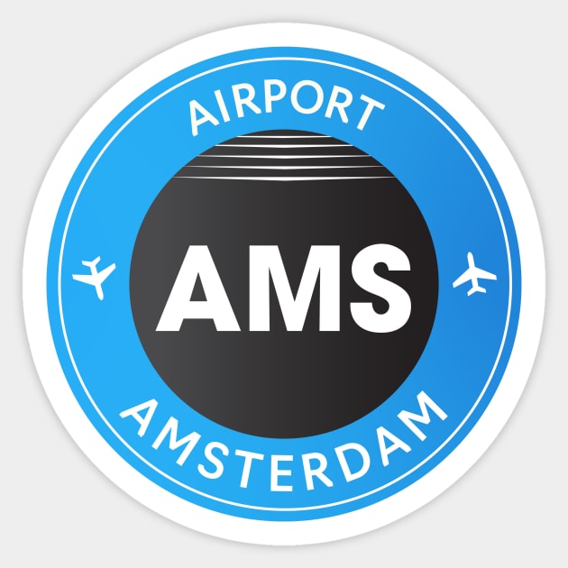 AMS airport blue - Amsterdam City - Sticker | TeePublic