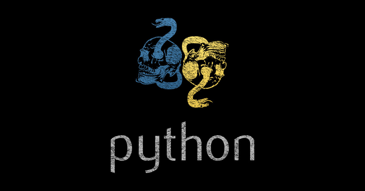 Python Programming Skulls & Snakes: Worn Look - Python Programming - T ...