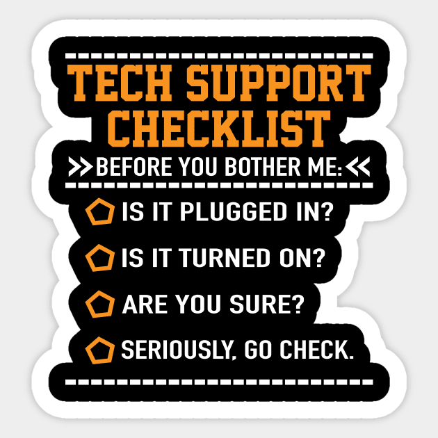 Funny Tech Support Checklist, Sysadmin - Funny Tech Support Checklist ...