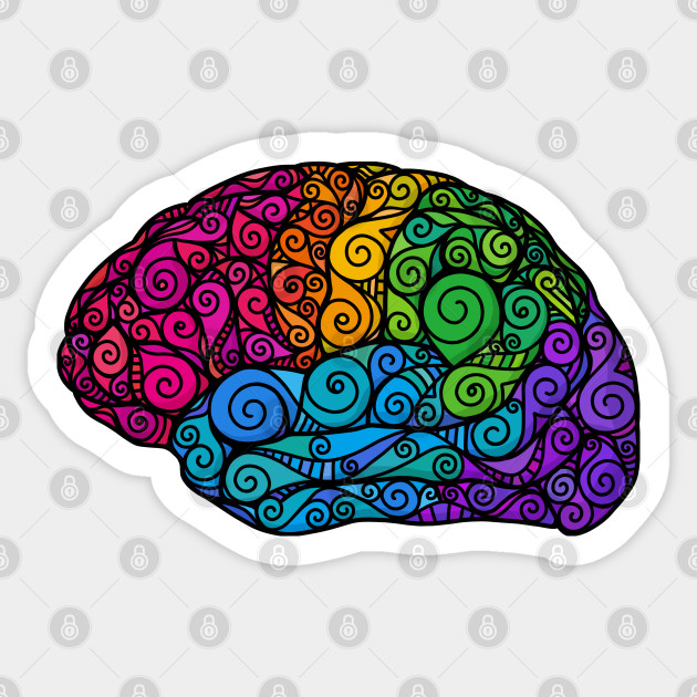 Rainbow brain - Brain - Sticker | TeePublic
