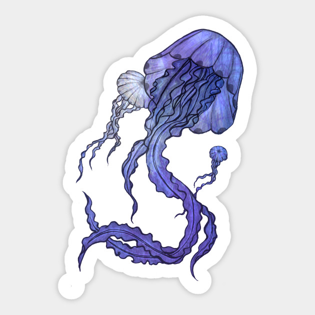 Blue Jellyfish - Jellyfish - Sticker | TeePublic
