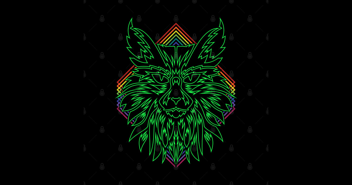 Retro Green Cat - Retro - Sticker | TeePublic