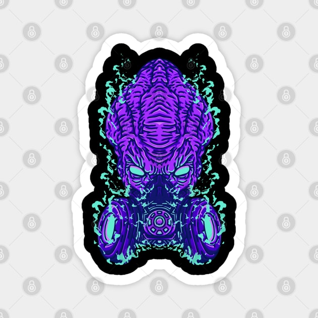 Alien Gas Mask Protos - Illustration Artwork - Magnet | TeePublic