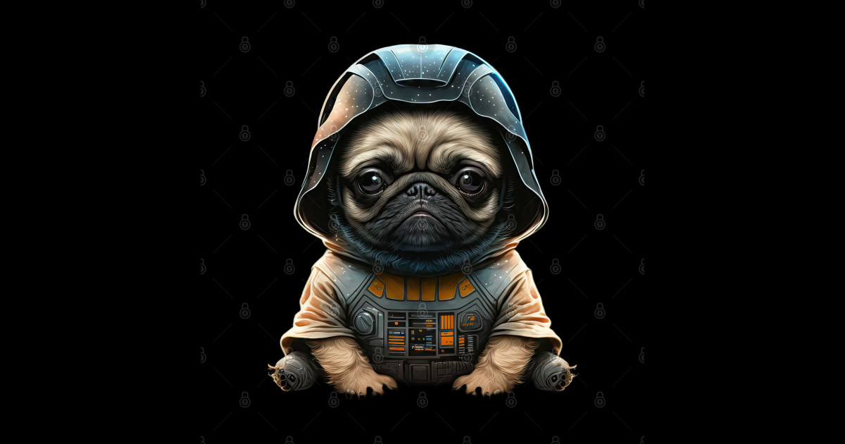 Pug Darth Sci fi Sith Helmet - Pug Funny - Sticker | TeePublic