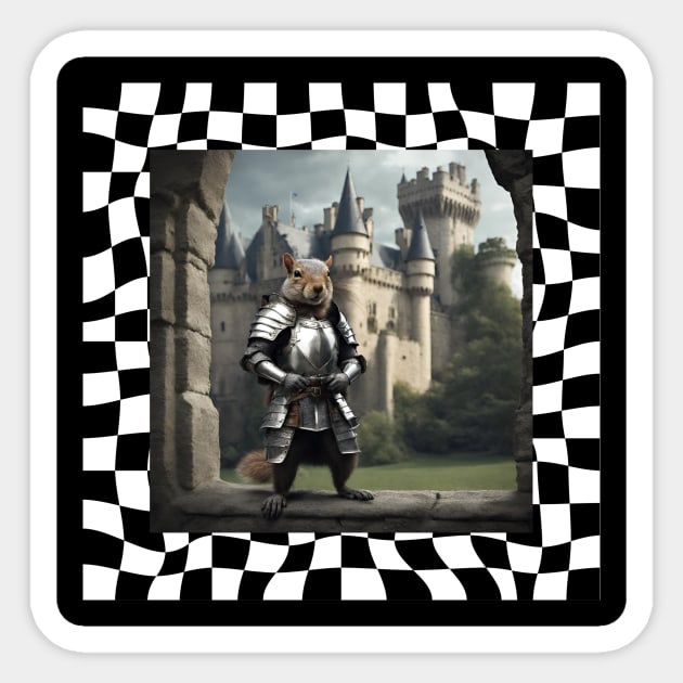 Squirrel Warrior Knight on Checkered Background - Squirrel - Sticker ...