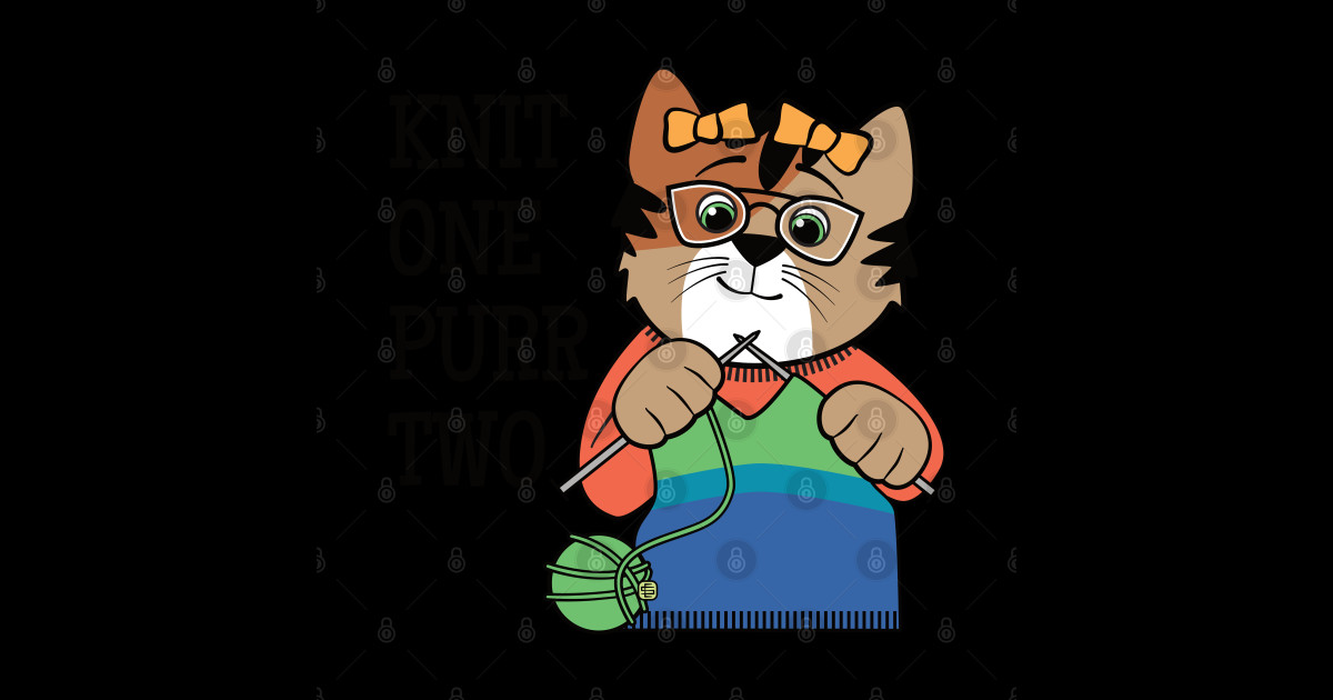 Knit One Purr Two Cat - Knitting - Sticker | TeePublic
