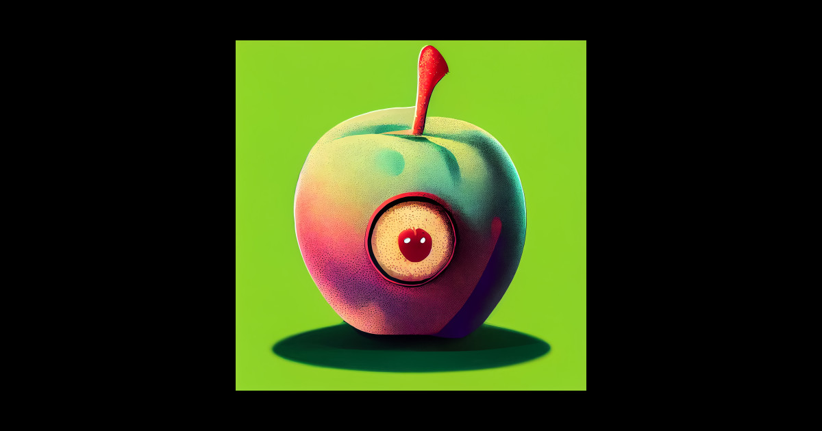 Eat Your Apples - Scary and Funny Fruits - Eapple - Sticker | TeePublic