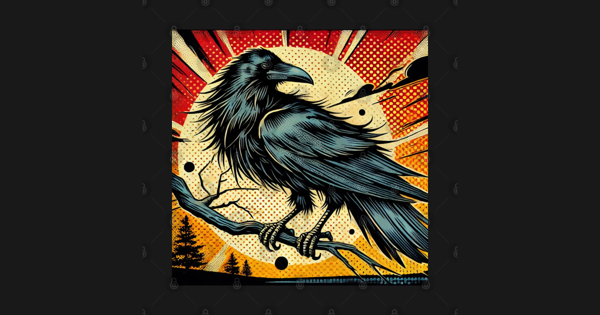 Retro 50s Comic Book Raven - Retro 50s Comic Book Raven - T-Shirt ...