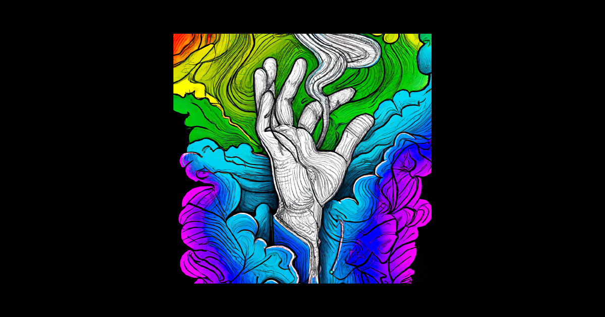Trippy Hand - Reaching - Sticker | TeePublic