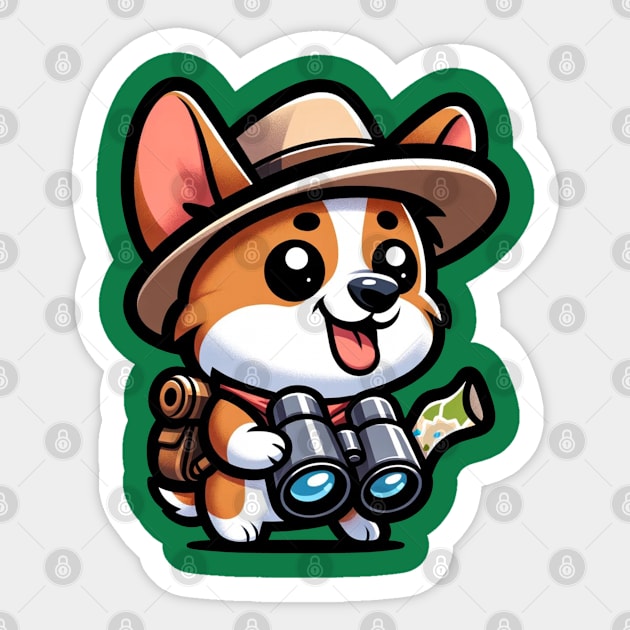 corgi the jungle explorer - Explorer - Sticker | TeePublic