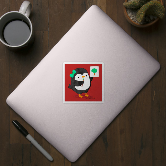 Gigi Penguin made a painting - Penguin Painter - Sticker | TeePublic