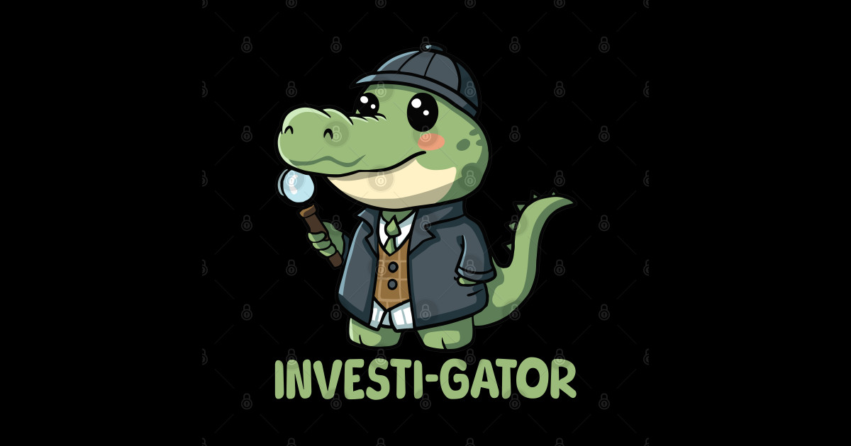 Investigator! Kawaii Baby Alligator Detective Cartoon - Allligator Pun ...