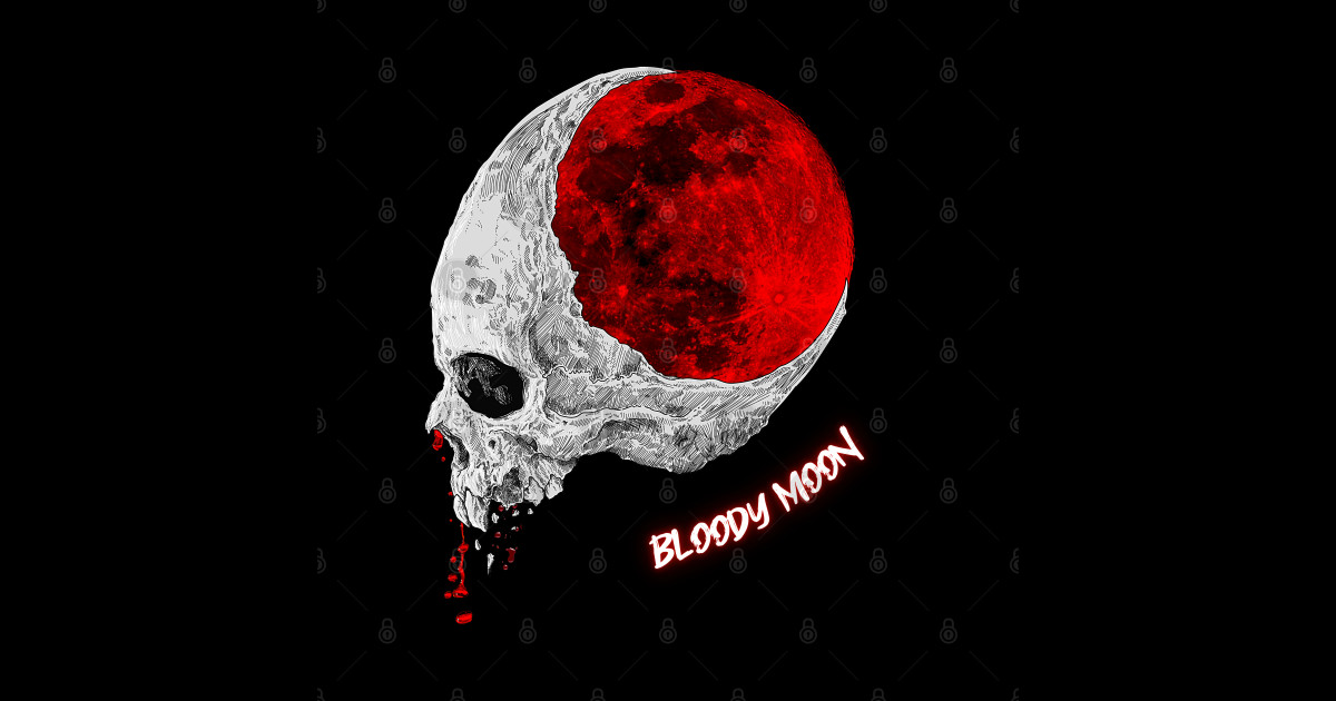 Bloody Moon - Lunar Bleeding Skull - Blood Moon - Sticker | TeePublic