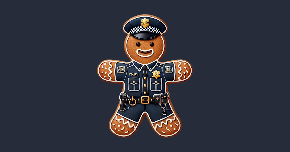 Gingerbread Police Officer T-Shirt – Funny Christmas Police Theme ...